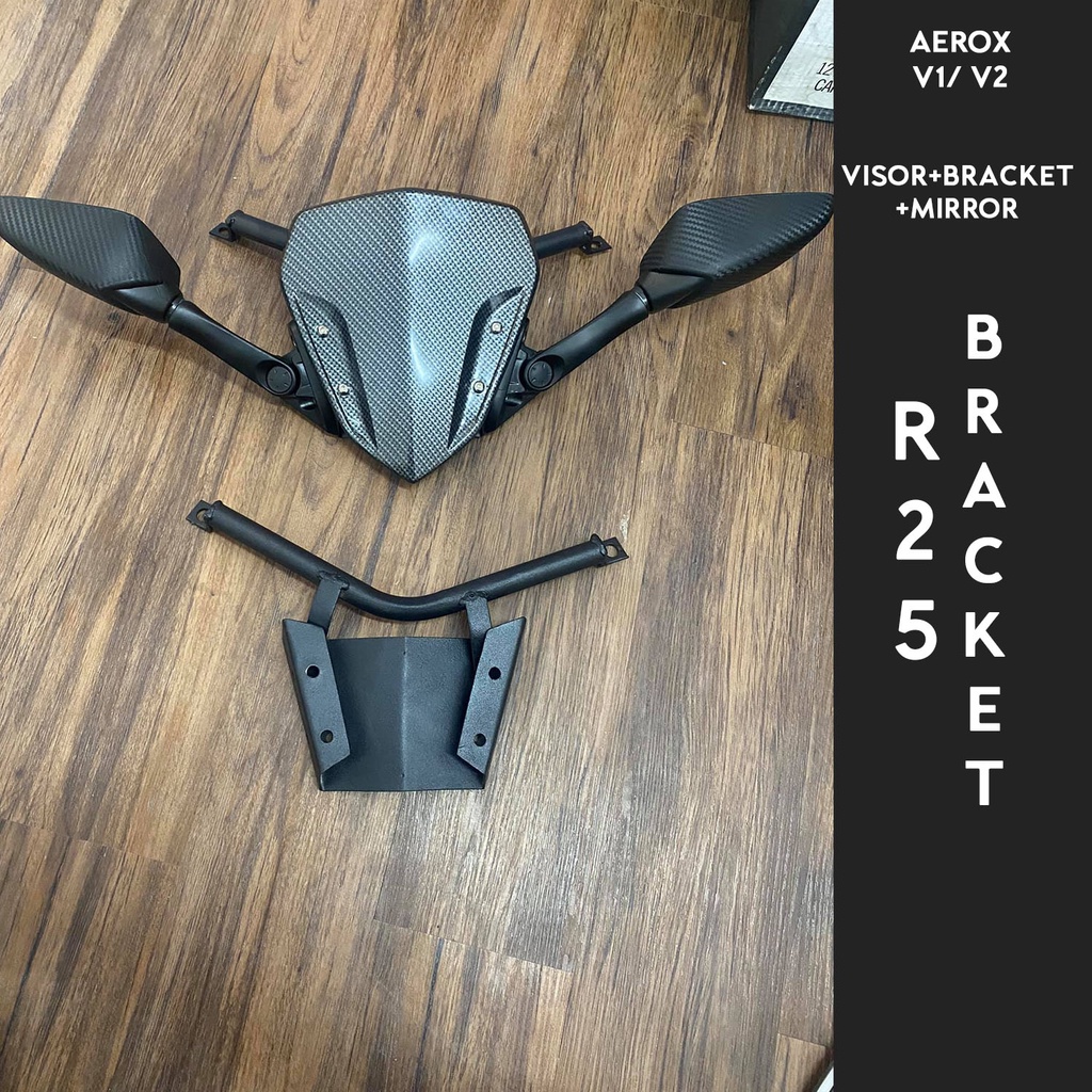 Aerox V1/ V2 R25 side mirror with side mirror bracket and visor ...