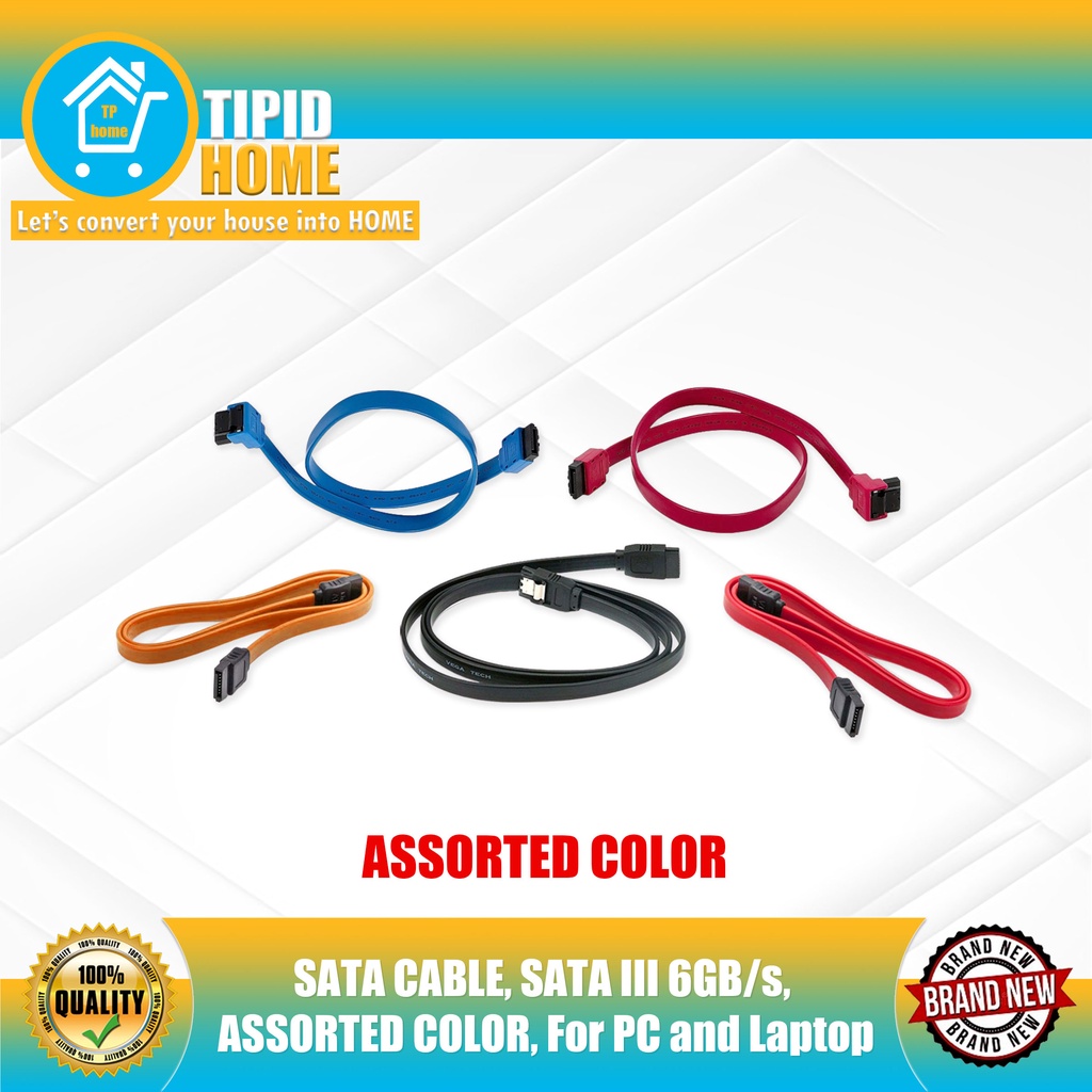 SATA CABLE, SATA III 6GB/s, ASSORTED COLOR, For PC and Laptop | Shopee ...