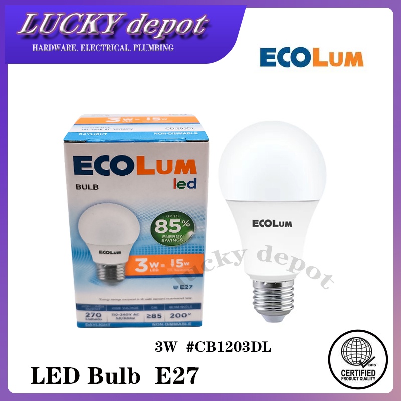 ECOLUM E27 LED BULB DAYLIGHT (3w/5w/7w/9w/11w/13w/15w/17w/19w) | Shopee ...