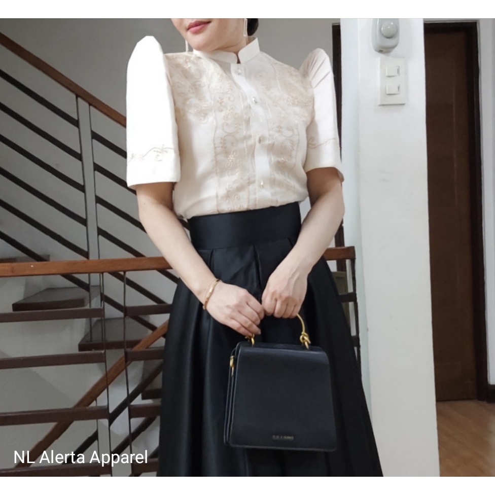 MODERN FILIPINIANA BARONG CROP TOP AND BUTTERFLY SKIRT FOR WOMEN ...