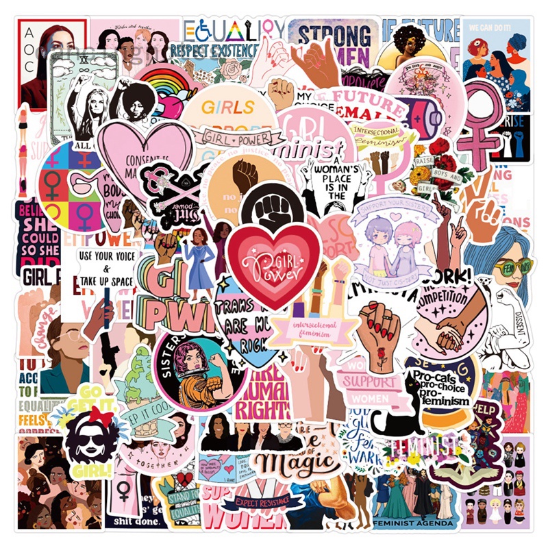 100pcs/Set Cool Feminist Supporting Women Cartoon Graffiti Stickers ...