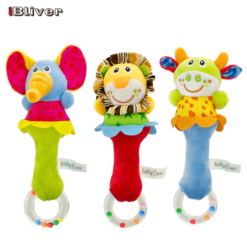 IBliver Baby Soft Rattles Toys, Infant Sensory Development Hand Grip ...
