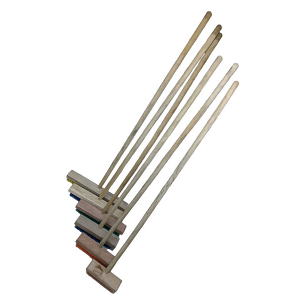 DURABLE NYLON DECK BRUSH WITH WOODEN HANDLE ( 16" ) PUSH BROOM SCRUB ...