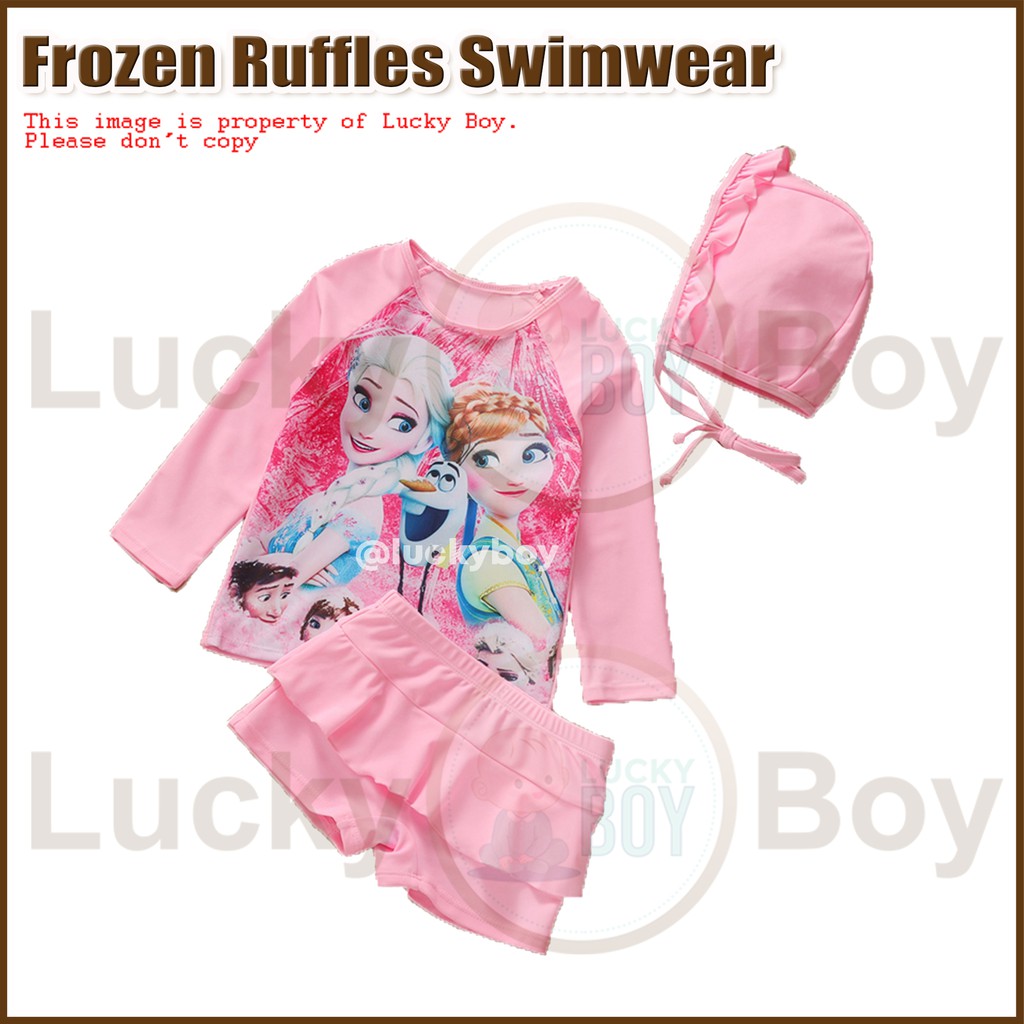 Summer Rashguard Frozen and Ruffles Short Swimwear for Kids | Shopee ...
