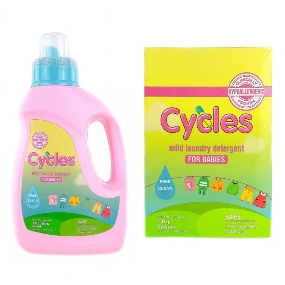 Cycles Mild Liquid Detergent 1.5L / Powder Detergent 1kg for Babies ...