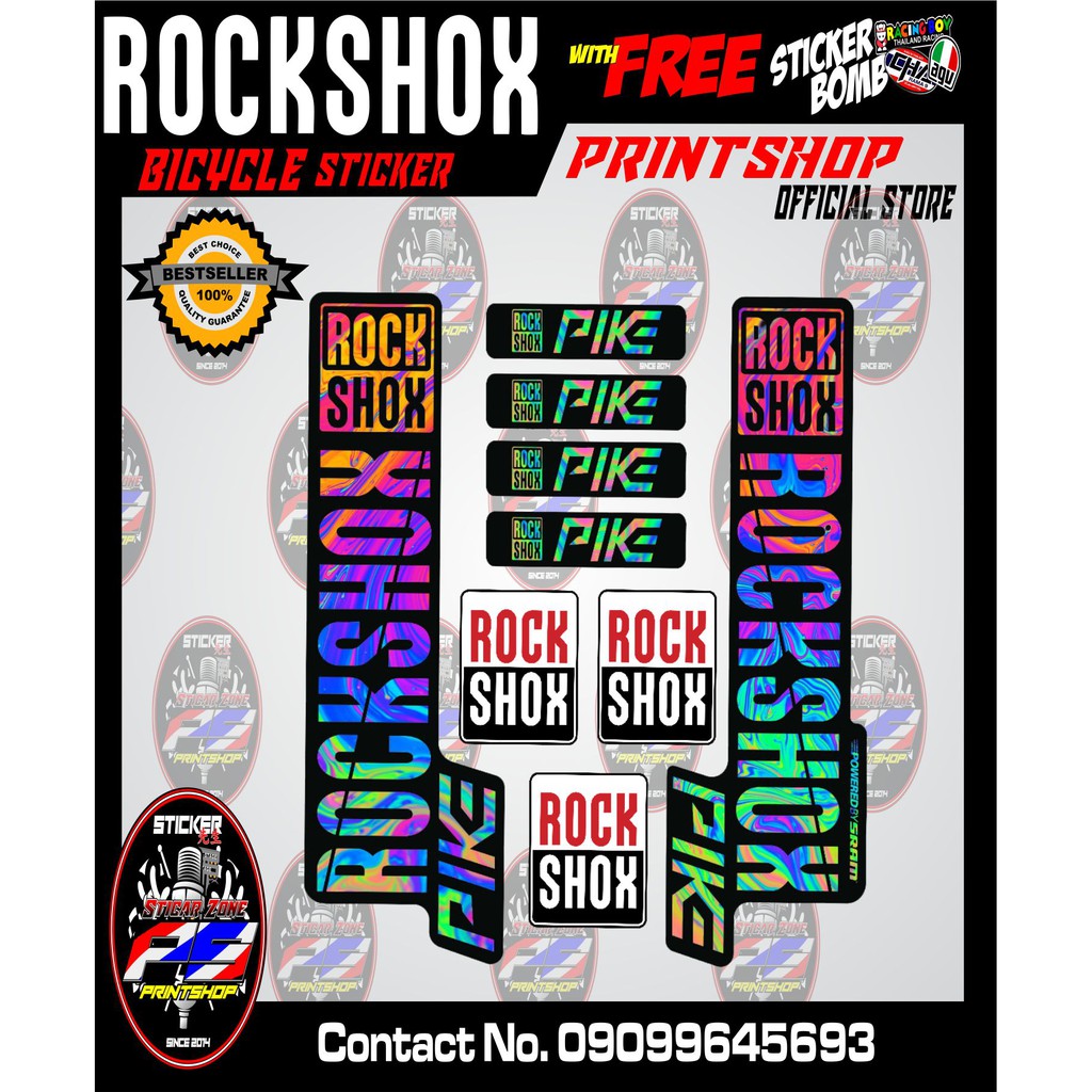 Rock Shox Fork Bike sticker decals glossy laminatedpre-cut (1.3in x 7 ...