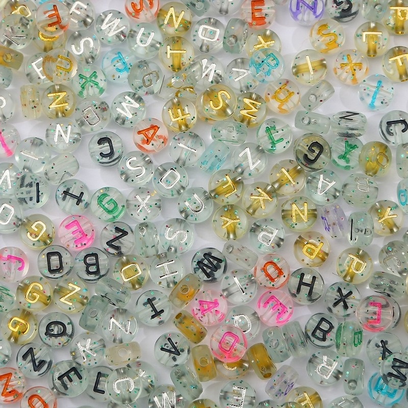 100pcs 4x7mm Transparent Acrylic Letter Beads Bead Alphabet Loose ...