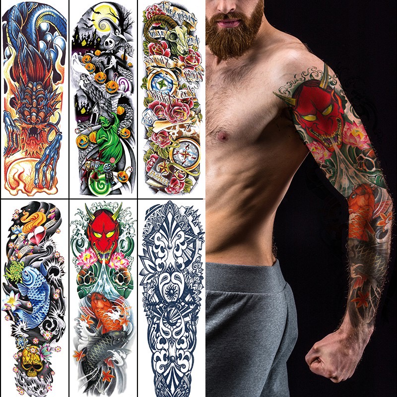 Large Arm Sleeve Temporary Tattoo Sticker Waterproof Body Art Creative ...