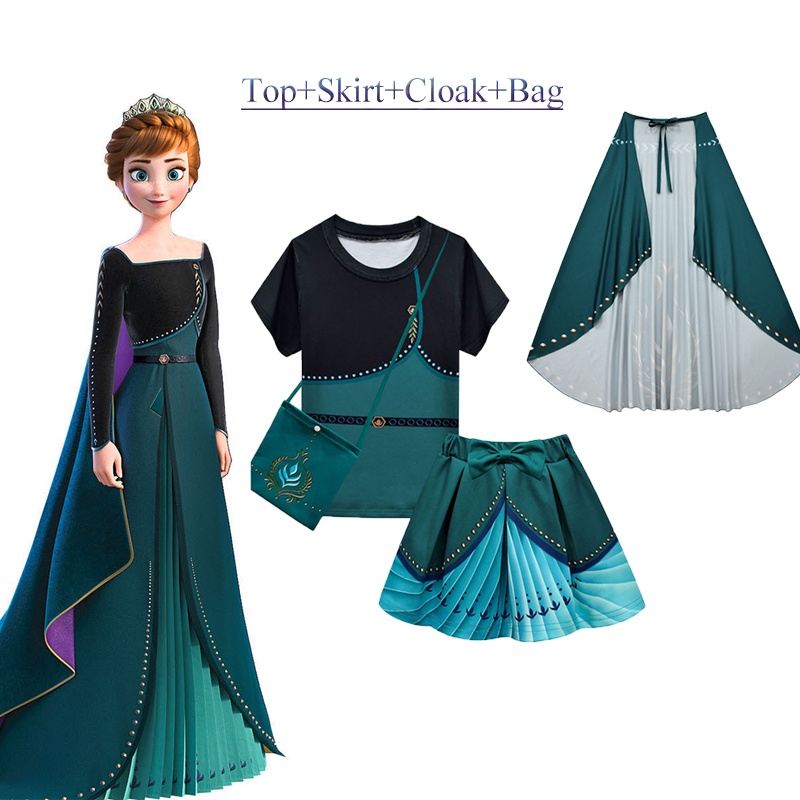 Frozen Anna Princess Dress For Kids Girl Snow Queen Anna Print Princess ...