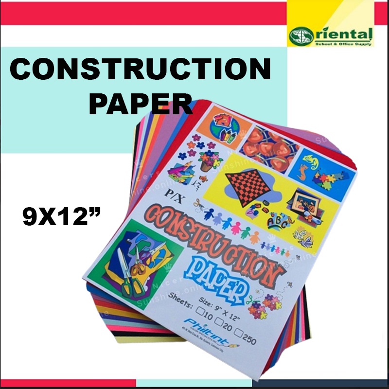 Construction Paper Assorted Colors in a pack - 250 sheets - 9 x12 ...