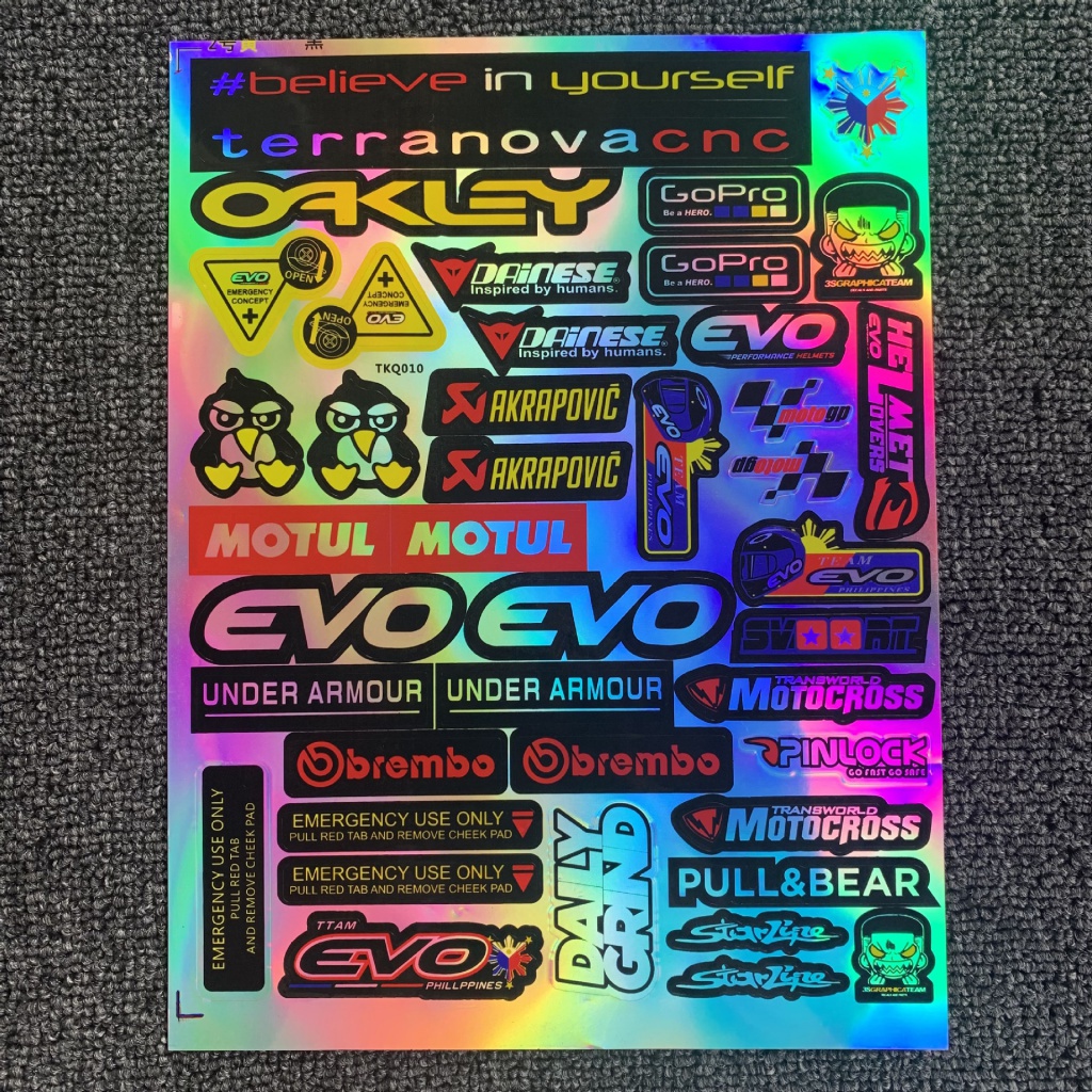 Reflective Waterproof Holographic Helmet Stickers Set | Shopee Philippines