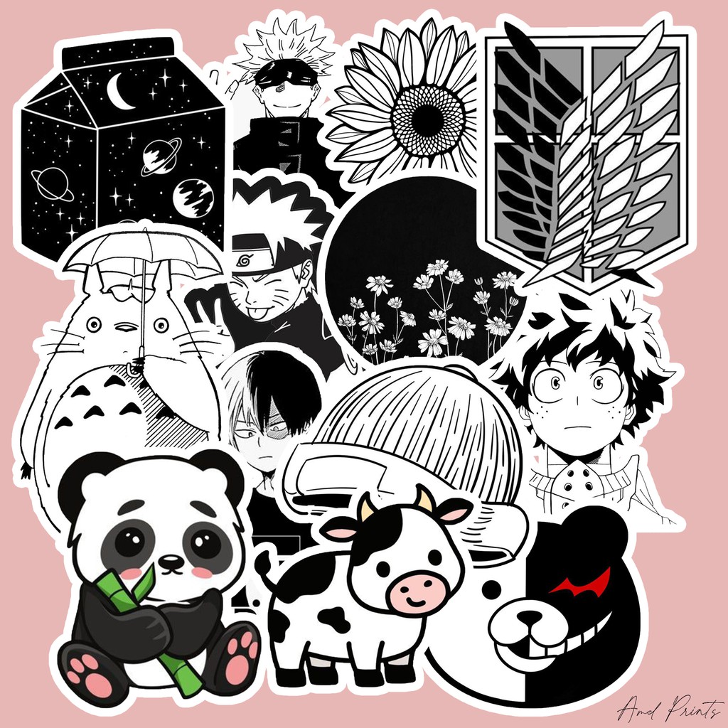 50 PCS Aesthetic Black and White Graffiti Sticker Set- 3CM, 4.5CM, 6CM ...