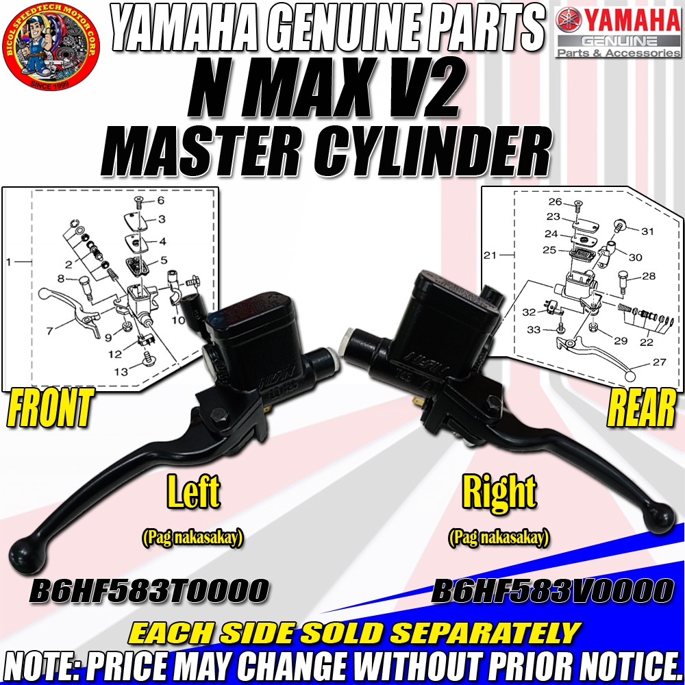 NMAX V2 MASTER CYLINDER (YGP) (GENUINE: FRONT- B6H-F583T-00 , REAR- B6H ...
