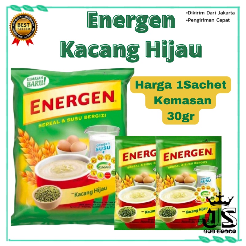 HIJAU Energen Green Bean Flavored Instant Cereal Sachet Packaging 30gr ...