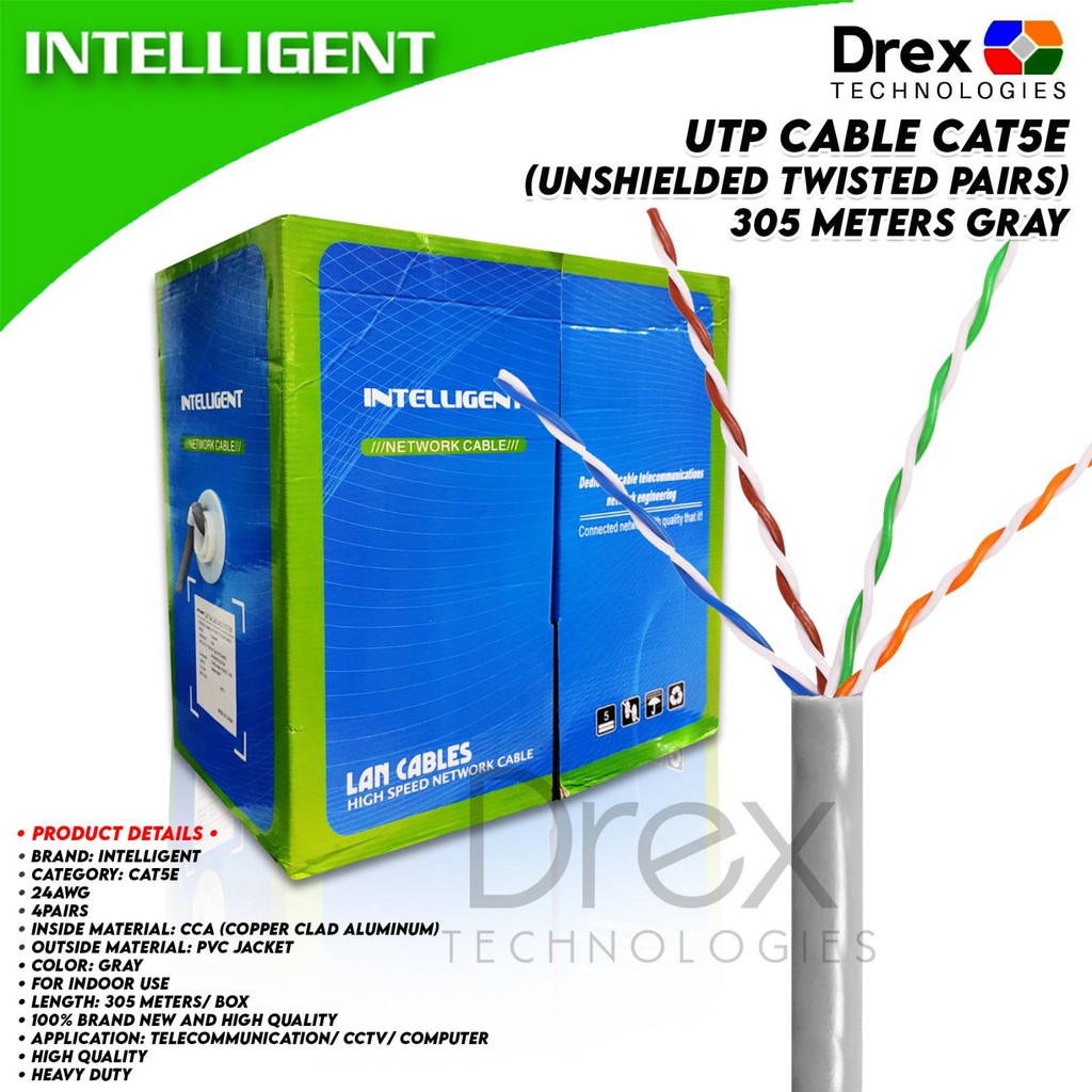 305M Intelligent UTP Cable Cat5E Cat5 E High Quality 1000Ft | Shopee ...
