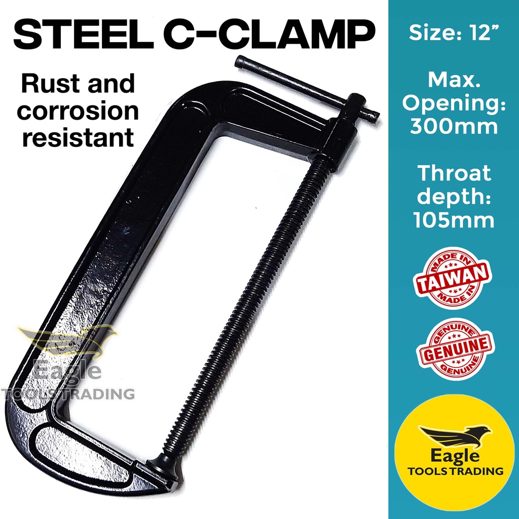 Steel C Clamp 12 inch |300mm max opening |300 millimeter maximum ...