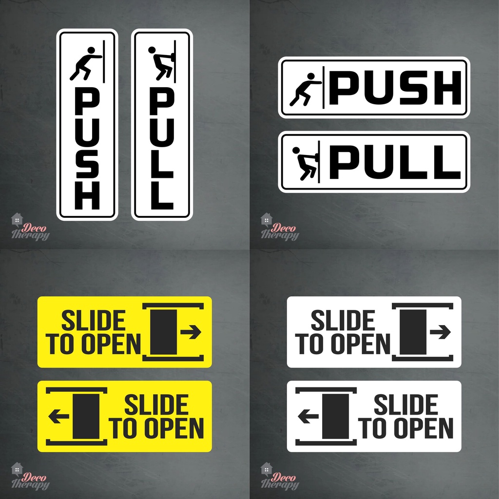 Push Pull, Slide To Open Sign STICKER Decotherapy | Shopee Philippines