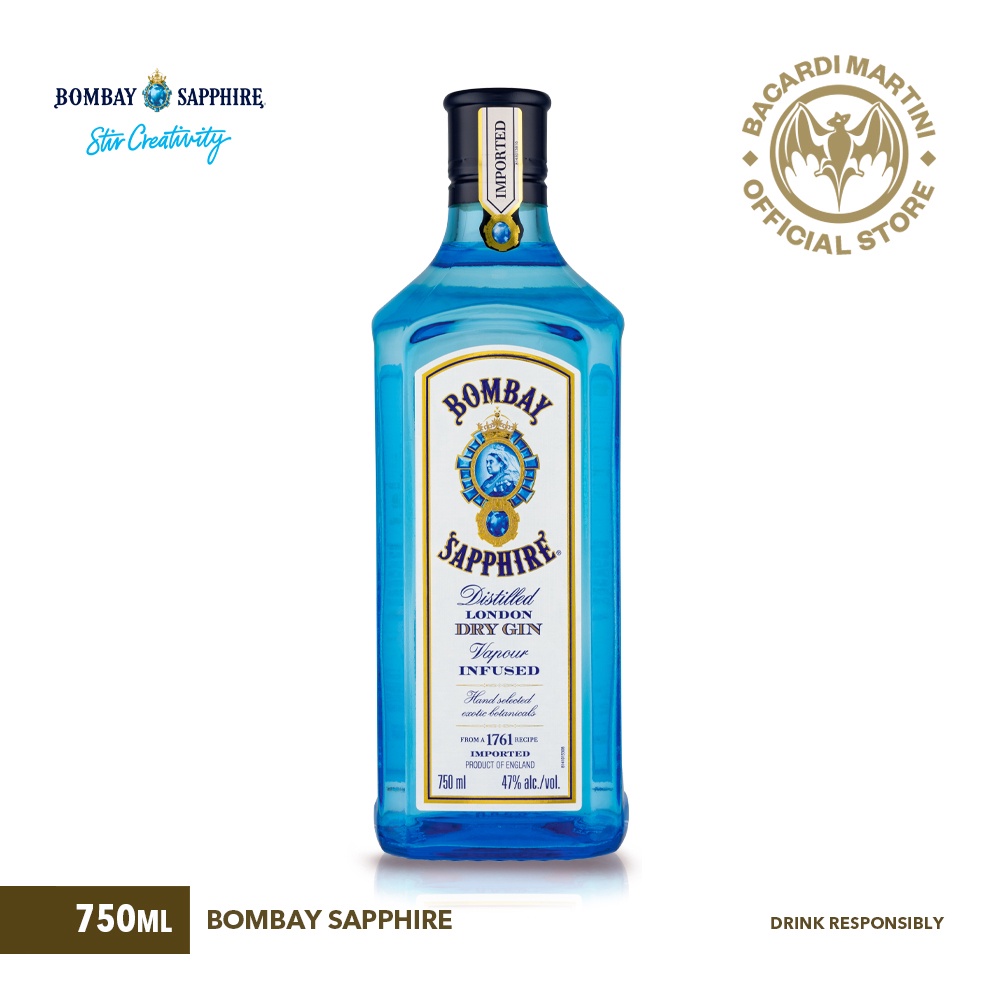 Bombay Sapphire Gin, Vapour Infused Spirit with Exotic Botanicals, 47% ...