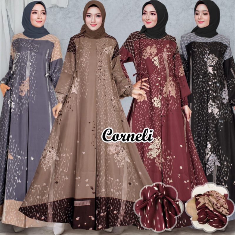 Gamis Silk Premium Print ready To Jumbo Rain Motif printing/Gamis Party ...