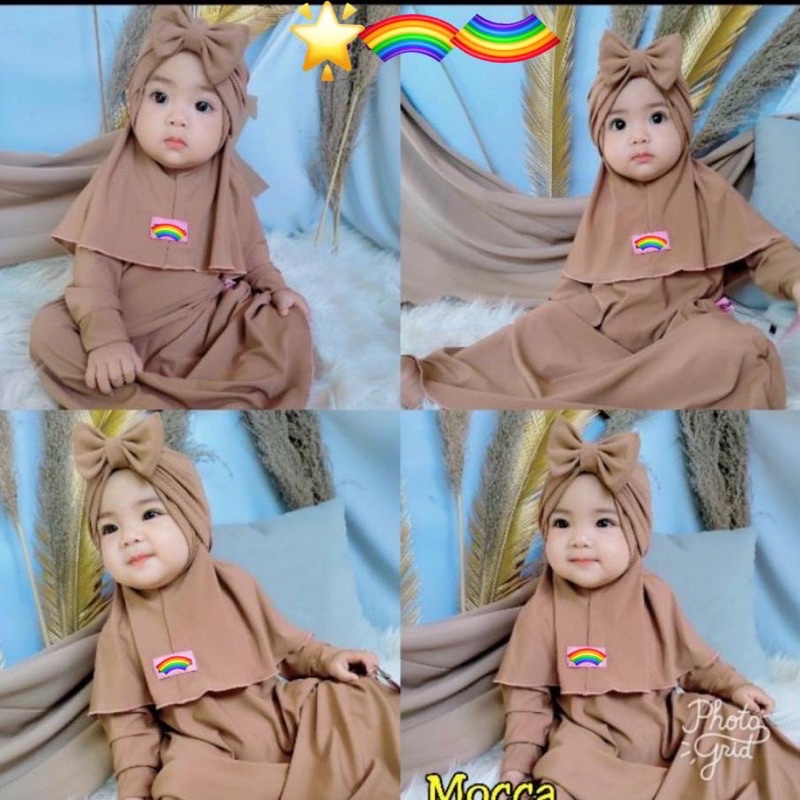Gamis Baby Free Veil+Turban Bubble Kids Collections Milo | Shopee ...
