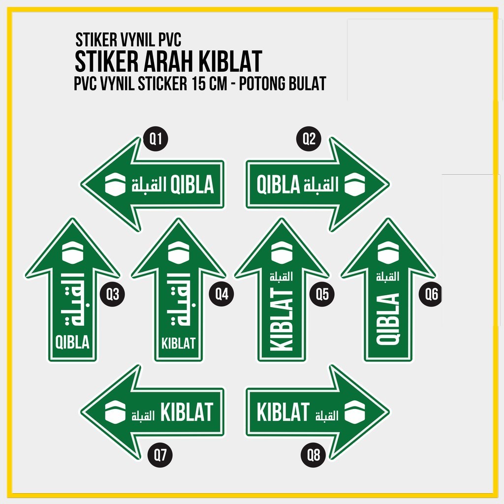 Qibla Direction Sticker Qibla Sign Direction Sticker ka'bah/Sholat Size ...