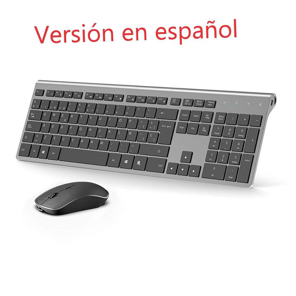 Wireless Keyboard and Mouse Set Spanish Layout Ergonomic Silent Mouse ...