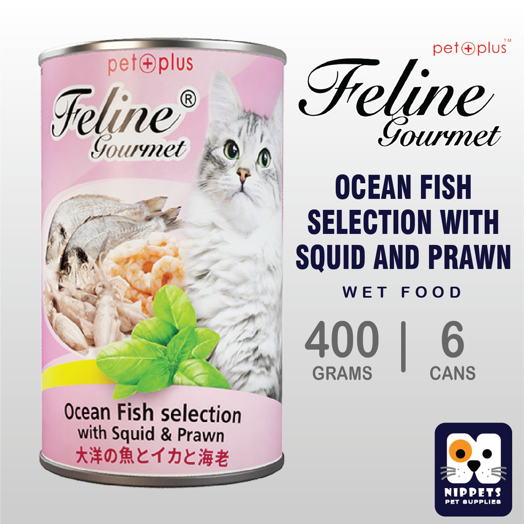 FELINE GOURMET Ocean Fish Selection with Squid and Prawn Wet Cat Food ...