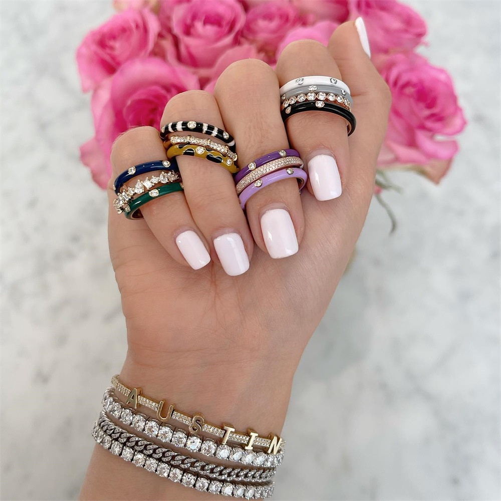 18K Gold Zircon Rings A Variety Of Colors Simple And Fashionable Not ...