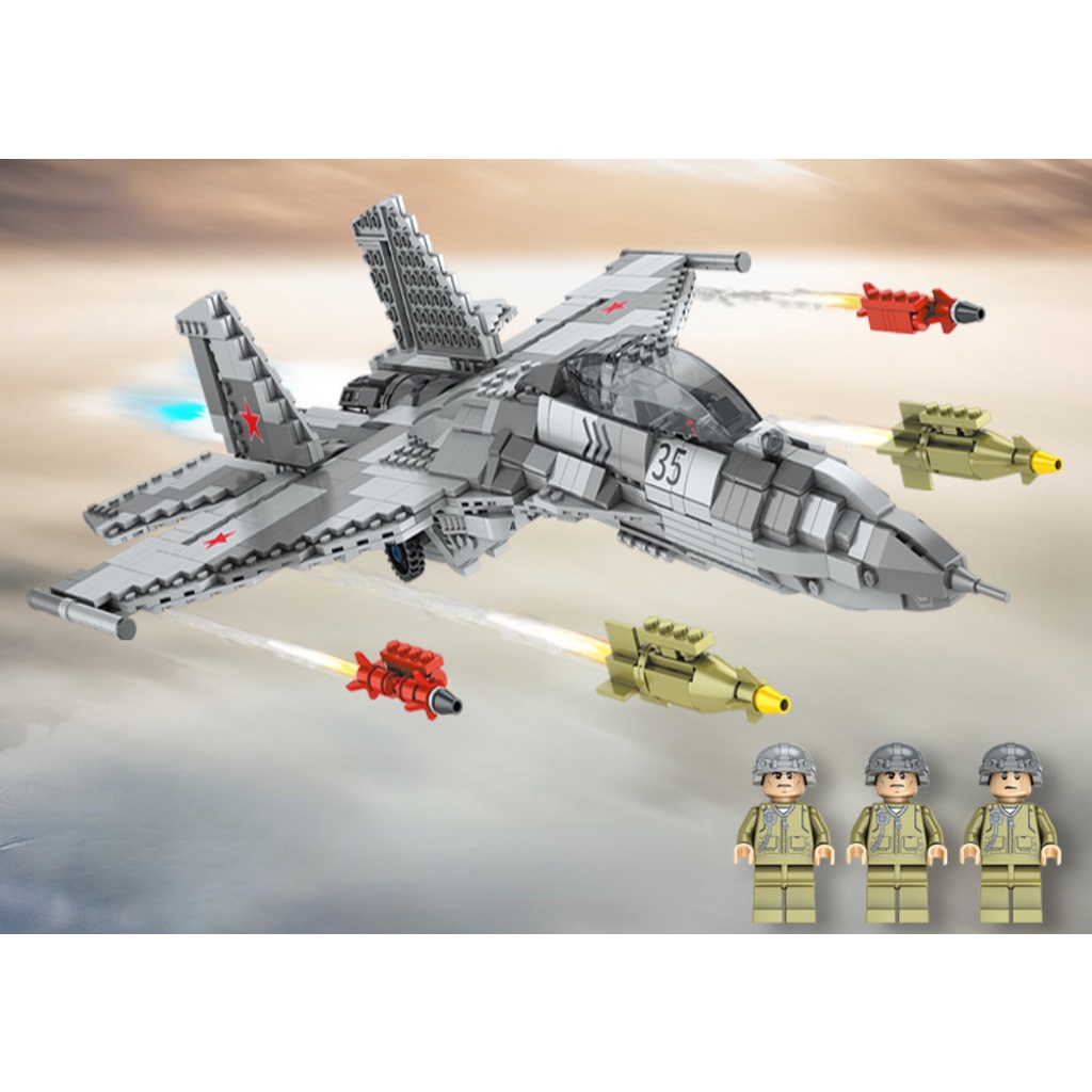 1189PCS MOC WW2 Sukhoi SU-35 Super Flanker Air Fighter Aircraft Figure ...