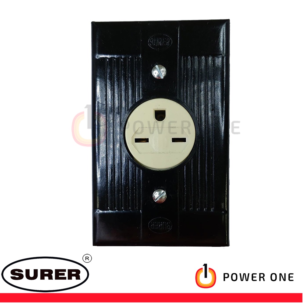 Surer 13-138-B 1 Gang Aircon Tandem Outlet with Ground, Flush Type, 15A ...