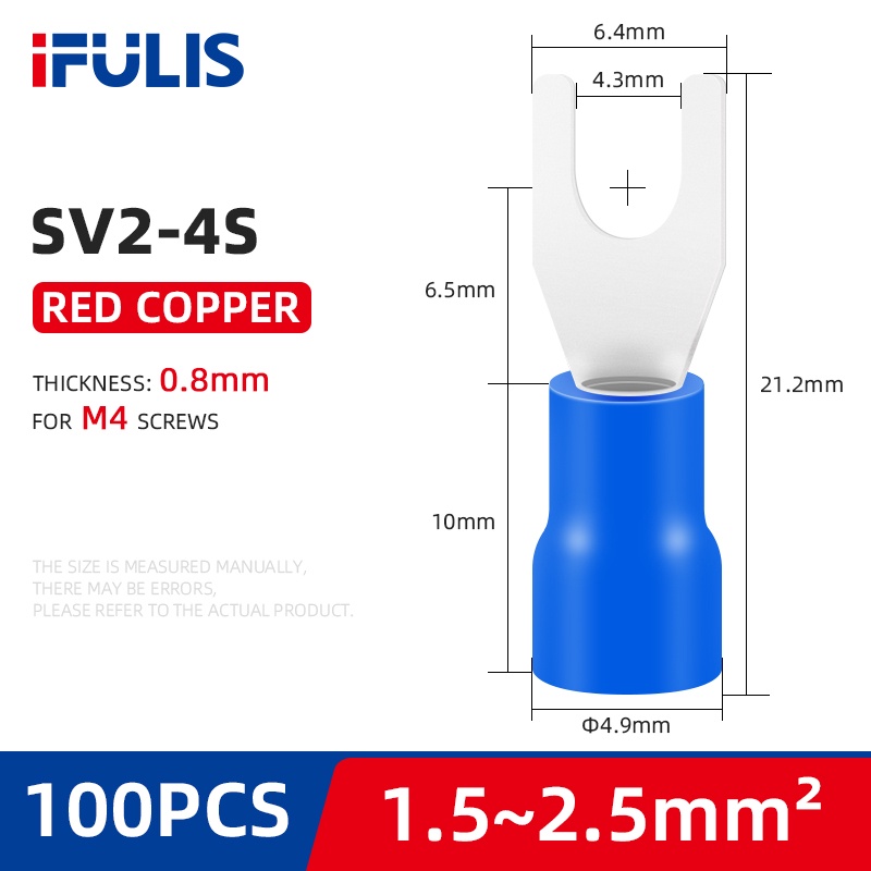 SV Spade Terminals Insulated Cable Connector Electrical Wire Crimp SV1.25 SV2 SV3.5 SV5.5 Butt ...