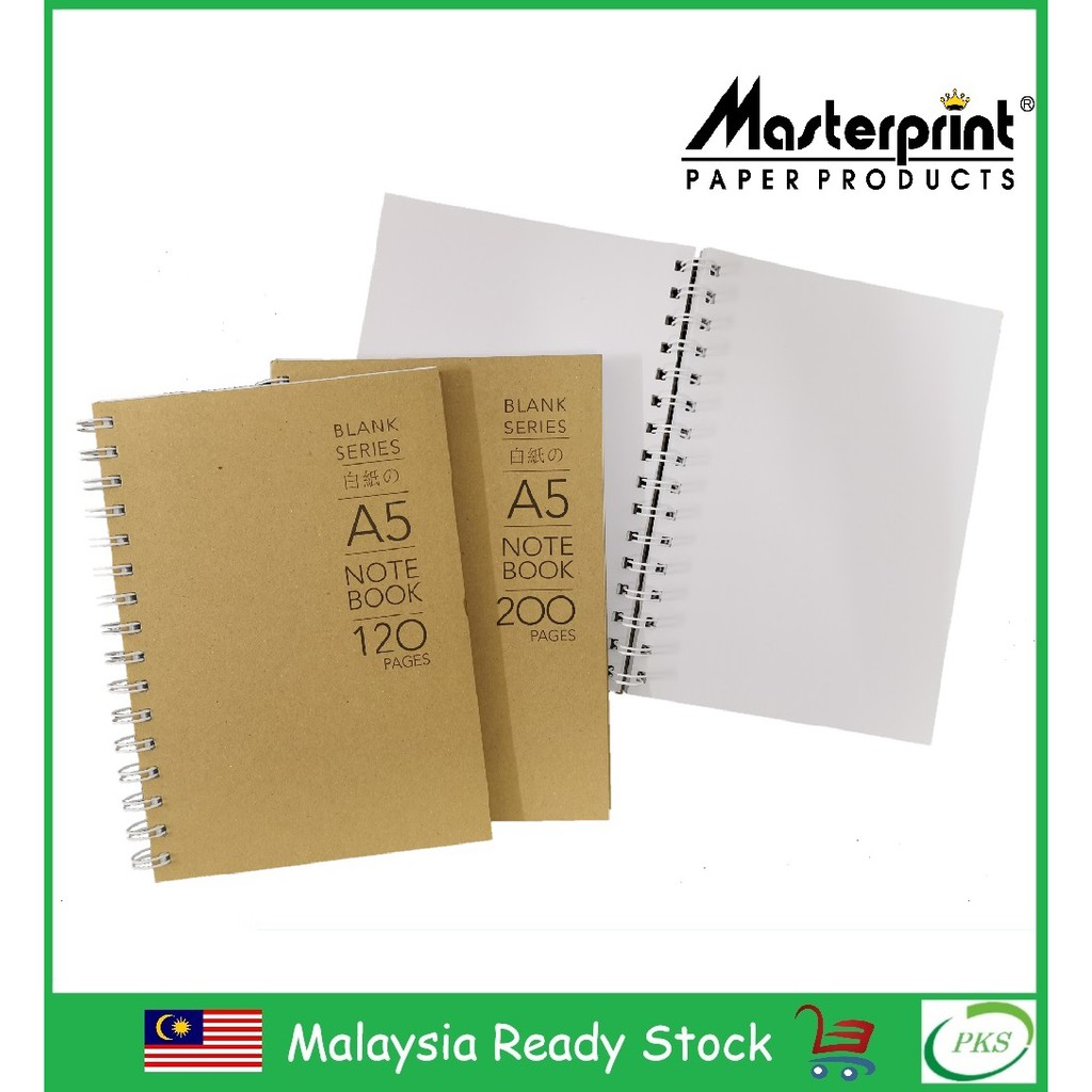 A5 Size Blank Notebook 100gsm 120/200 Pages Plain Note Book ...