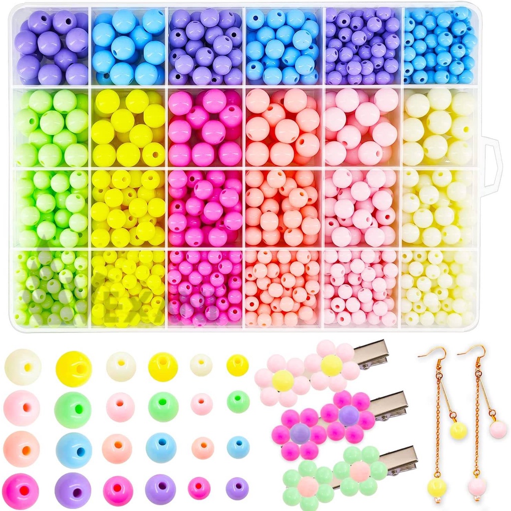 Candy Color 100pcs/Lot 6mm 8mm 10mm DIY Mix Acrylic Round Beads Pastel ...