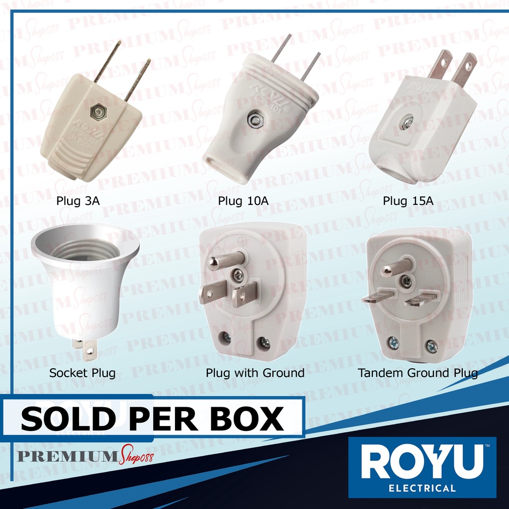 Royu 20pcs Plug 3A 10A 15A Regular Heavy Duty HD with Ground Socket ...
