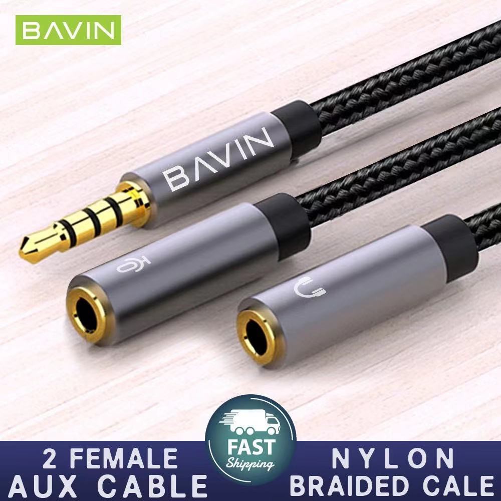 PINSAN BAVIN Headset Splitter Headphone Mic Y Adapter Cable, 3.5mm ...