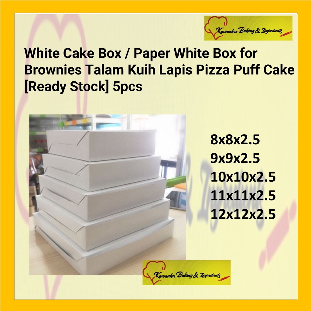 White Cake Box / Paper White Box for Brownies Talam Kuih Lapis Pizza ...