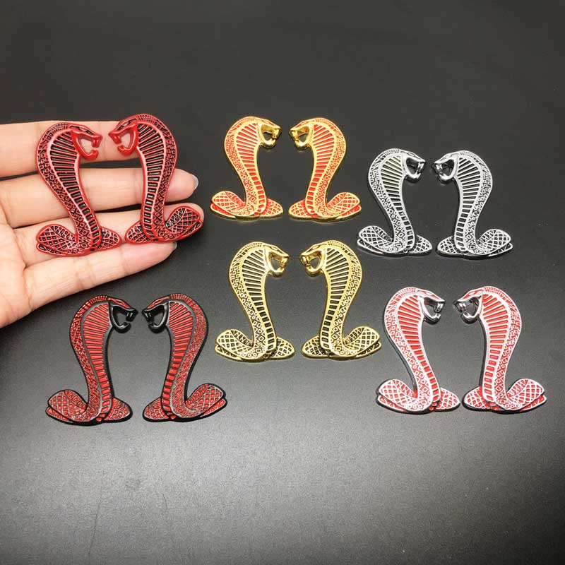 2pcs/lot Metal Snake Cobra logo Car Sticker Side Emblem Tail Badge Auto ...