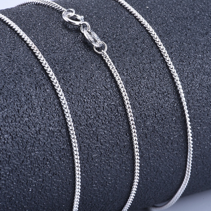 【In Stock】100% Sterling Silver Necklace S925 Fashion 1.5mm Side Chain No Pendant Men/Women ...