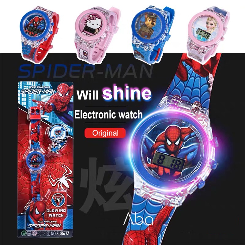 Spider Man Watch for Kids Boy Avengers Electronic Watch with Lights ...