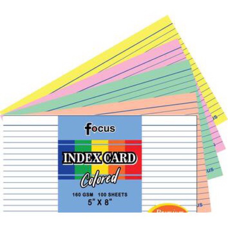Focus Colored Index Cards – 160gsm, 100 Sheets, Vibrant Colors for ...