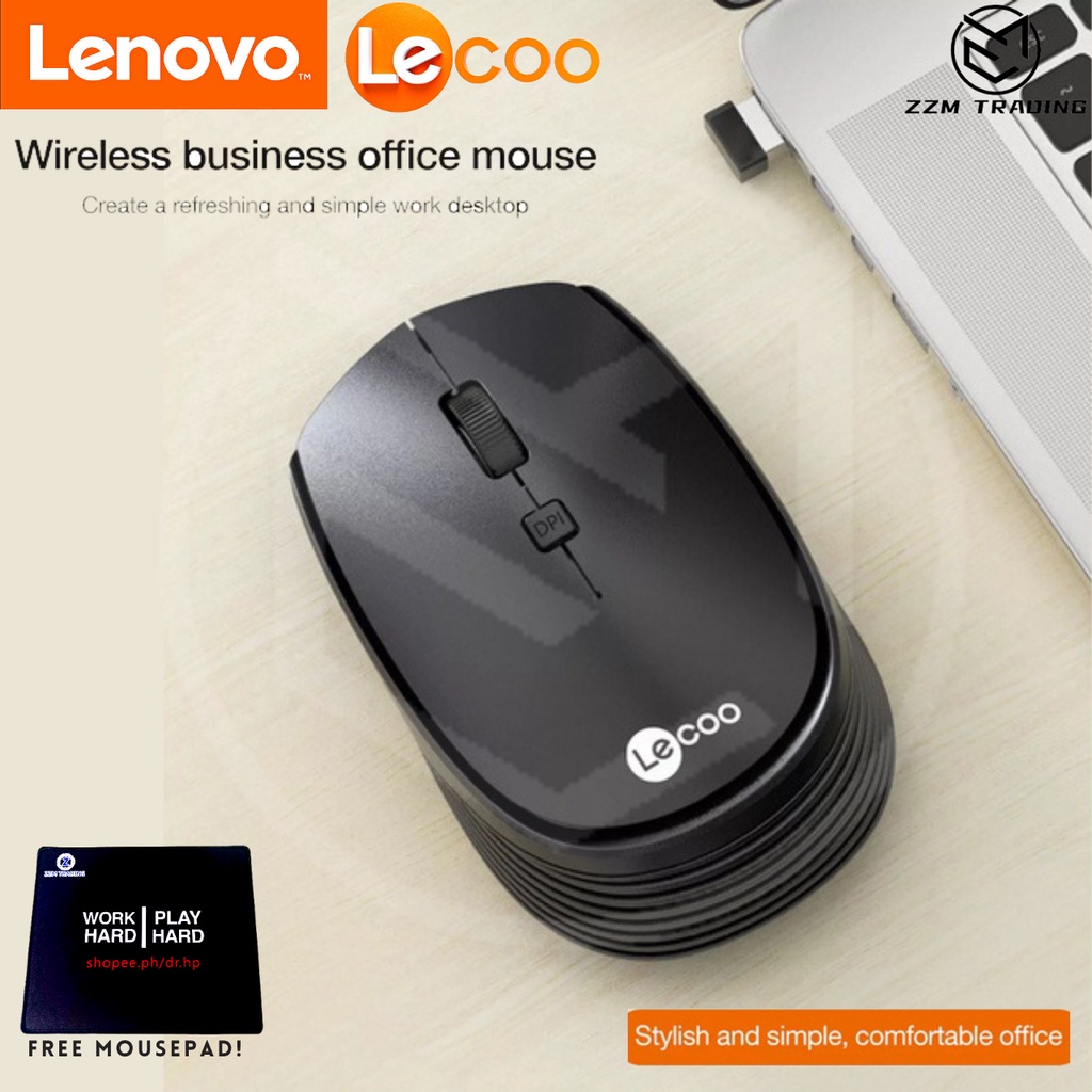 Lenovo Lecoo WS202 2.4G Wireless Mouse 1600 DPI Optical Mouse | Shopee ...
