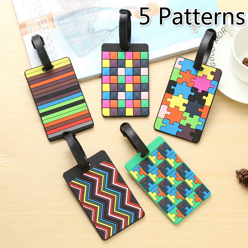Suitcase Luggage Tags ID Address Holder Baggage Label Geometric ...