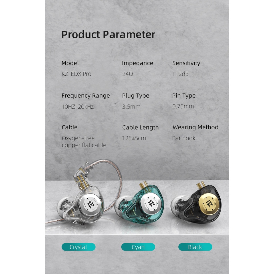 New KZ EDX pro Earphones Bass Earbuds In Ear Monitor Headphones Sport ...