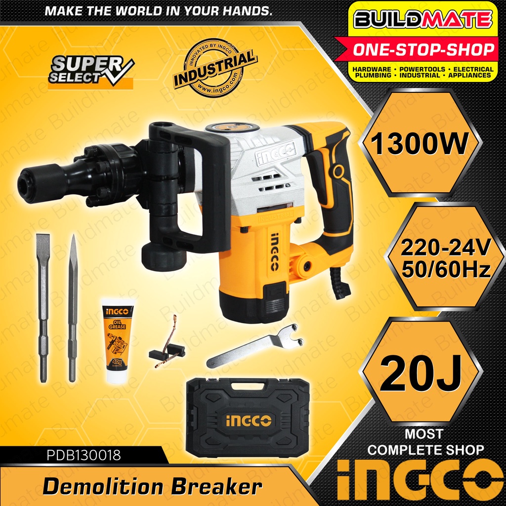 BUILDMATE Ingco 1300w Jack Demolition Hammer Breaker Chipping Gun ...