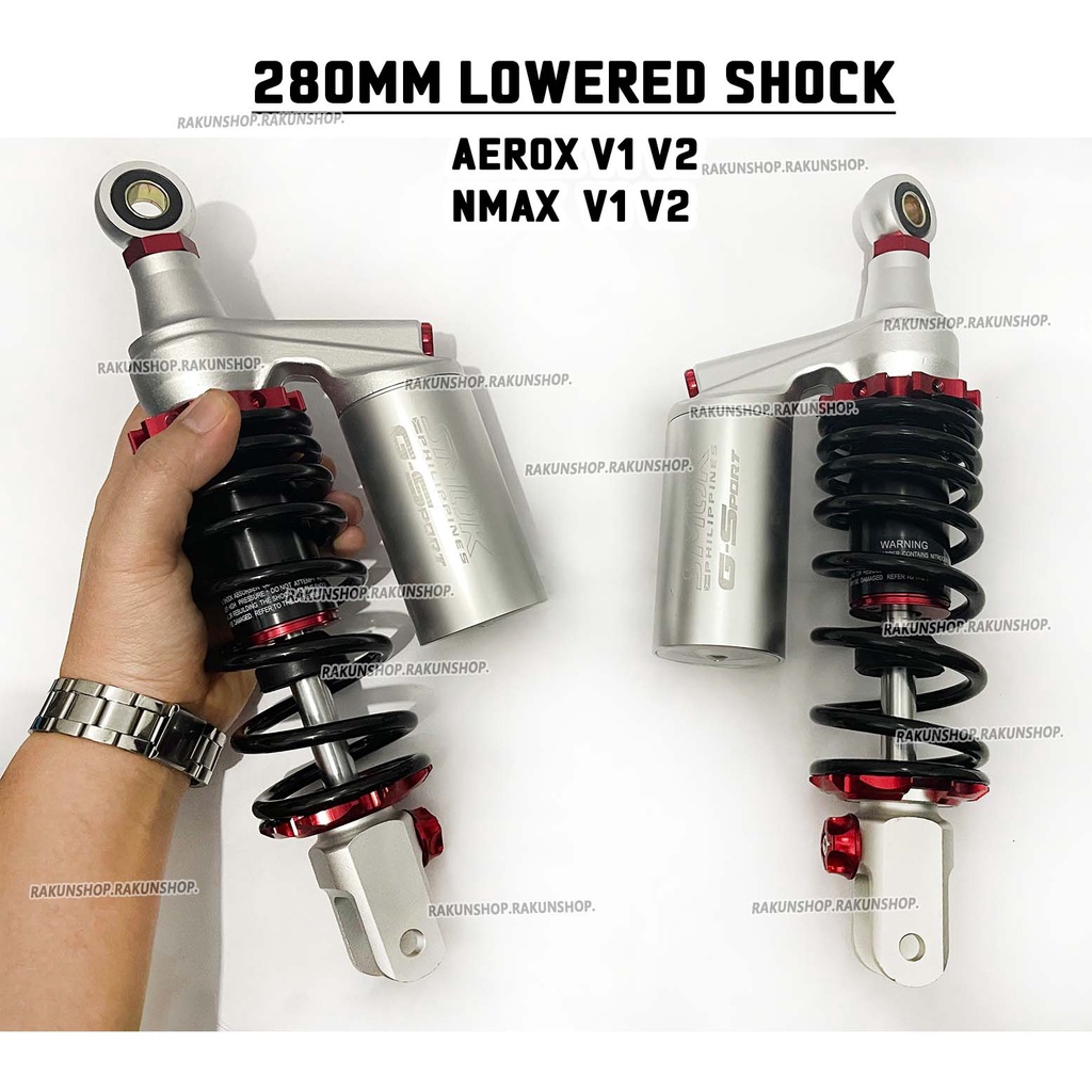 Yamaha Aerox V1 V2 and NMAX V1 V2 Rear shock Silver 2pcs with Lowered ...