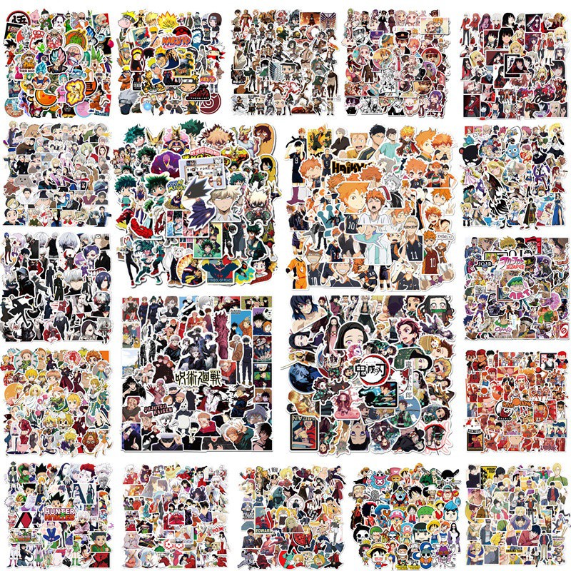 50PCS Cartoon Japanese Anime Stickers, Demon Slayer/My Hero Academy ...