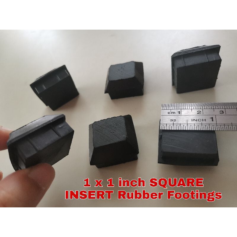 1x1 inch (25mm x 25mm) SQUARE INSERT HEAVY DUTY Rubber Footings ...