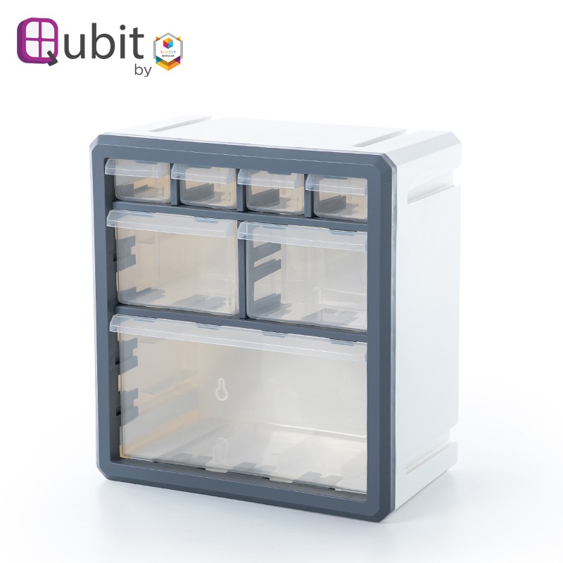 Qubit Hepta Cube Mini Desktop Drawer with 7 Transparent Compartments ...