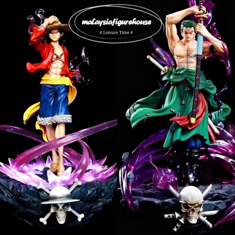 45CM ONE PIECE RORONOA ZORO LUFFY LIGHT UP HUGE COPY RESIN GK FIGURE ...