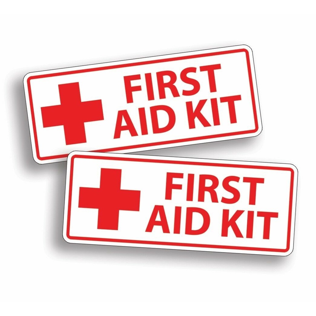 x2 White Red Cross First Aid Kit Emergency Sticker Decal Adhesive ...